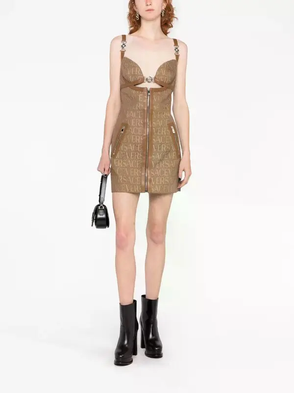 Versace Allover Cut-out Jacquard Minidress