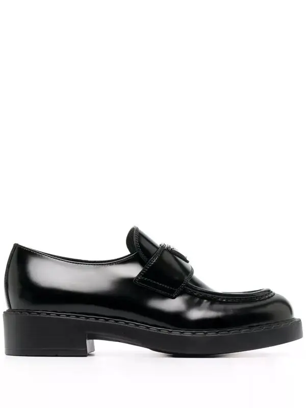 Prada Chocolate Logo Plaque 40mm Loafers