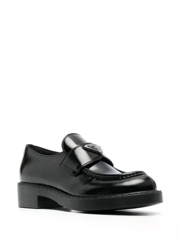 Prada Chocolate Logo Plaque 40mm Loafers