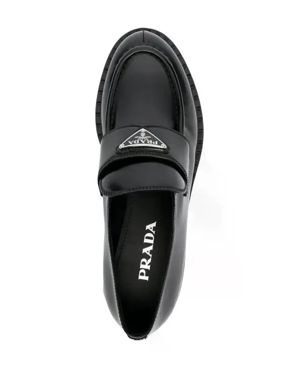 Prada Chocolate Logo Plaque 40mm Loafers