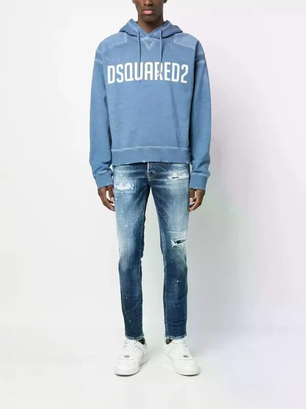 Dsquared2 Logo-print Distressed Hoodie