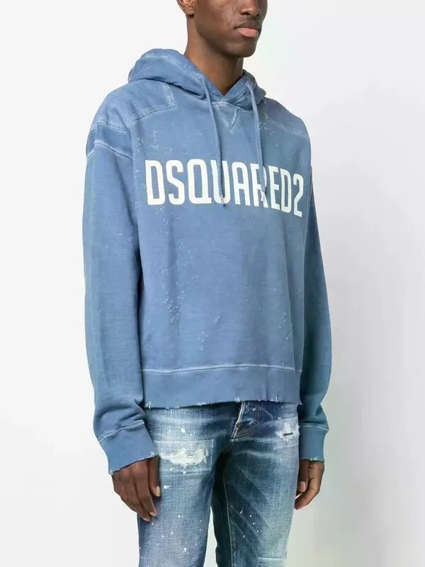 Dsquared2 Logo-print Distressed Hoodie