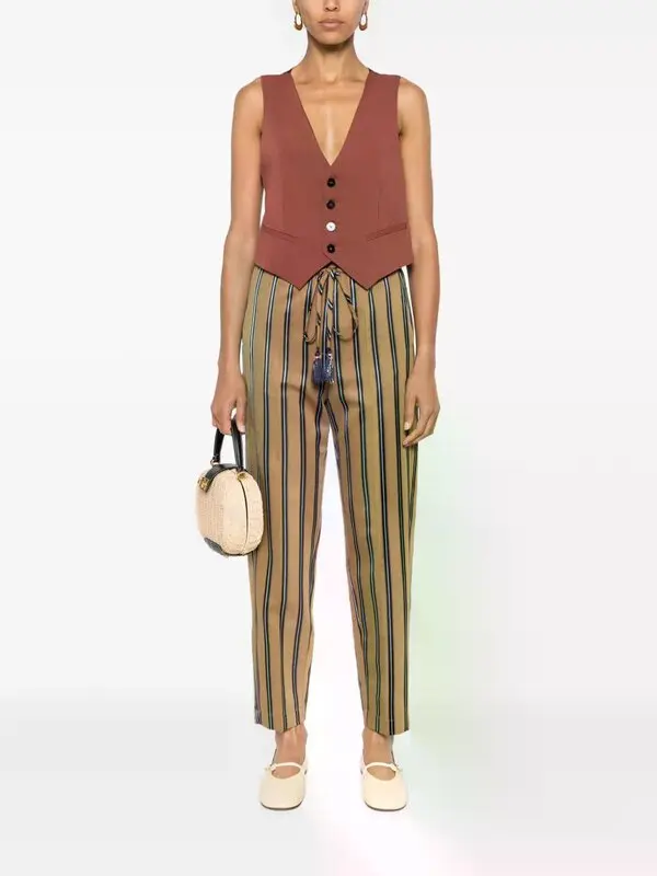 FORTE_FORTE Striped Tapered Trousers - Neutrals