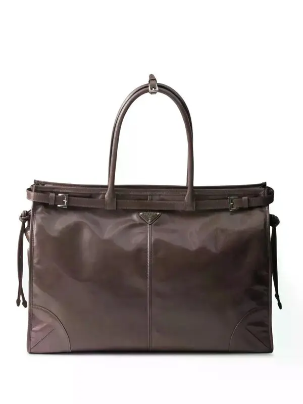 Prada Bonnie Leather Tote Bag - Brown