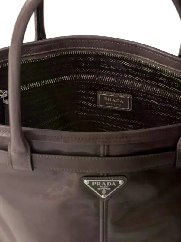 Prada Bonnie Leather Tote Bag - Brown