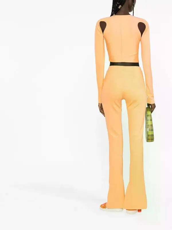 Off-White Sleek Flared Trousers - Orange