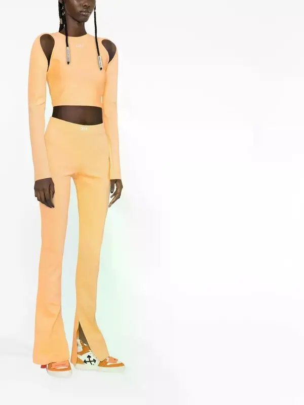 Off-White Sleek Flared Trousers - Orange