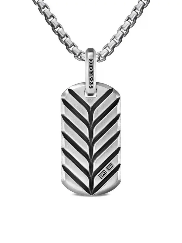 David Yurman Sterling Chevron Onyx Tag