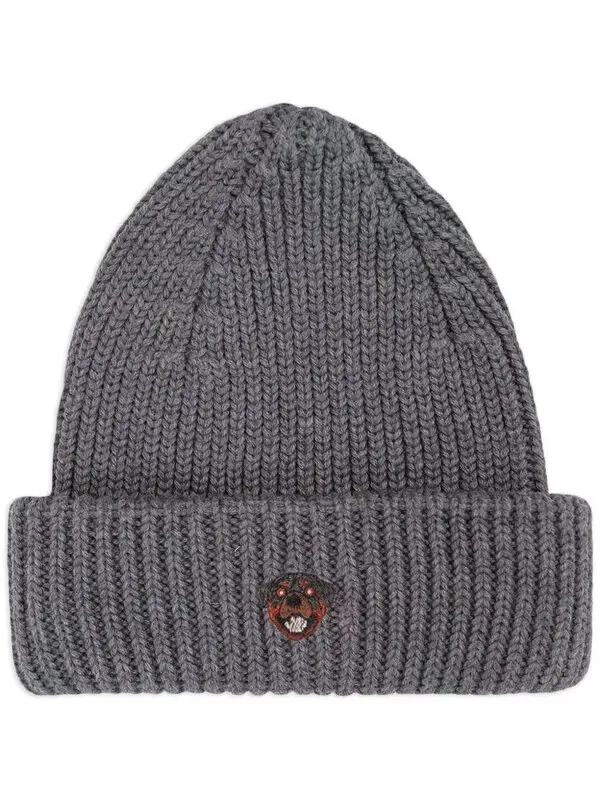 PELO FOUNDATION Dog-appliqué Merino Wool Beanie - Grey