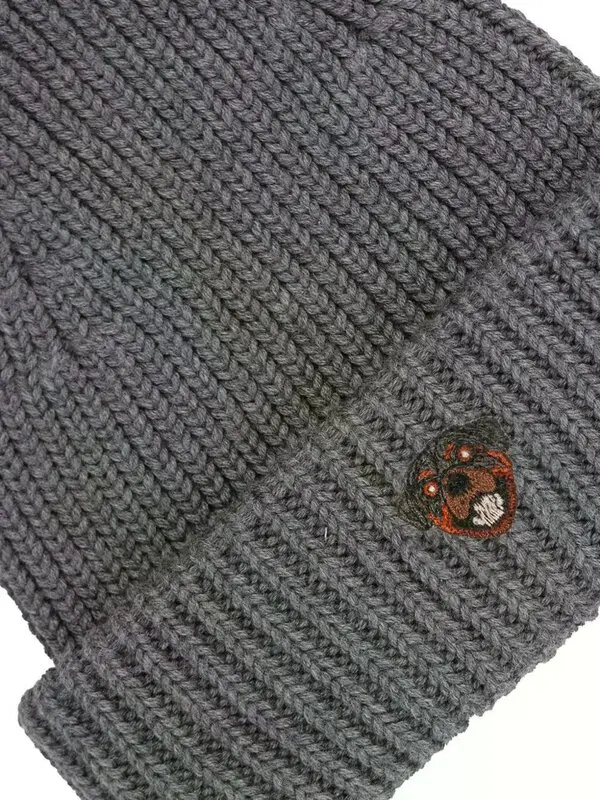 PELO FOUNDATION Dog-appliqué Merino Wool Beanie - Grey