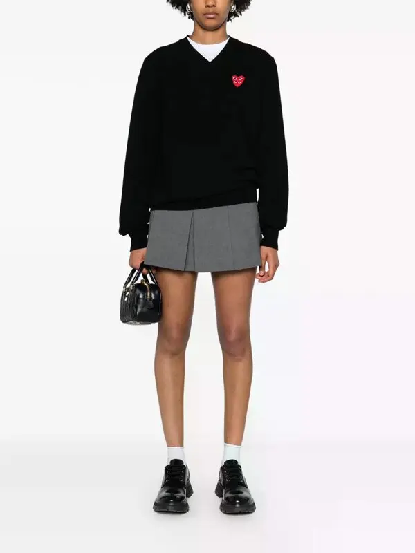 Play Comme Des Garcon Heart-patch Wool Jumper