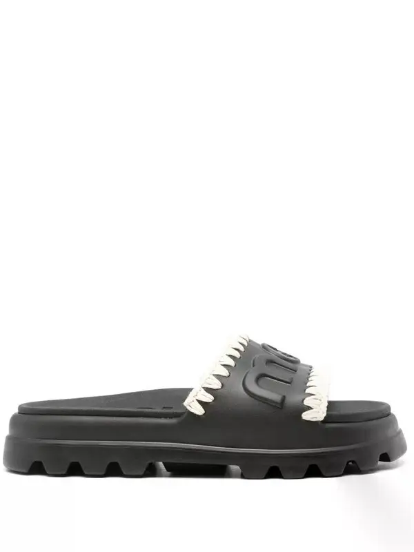 Mou Logo-embossed Slides - Black