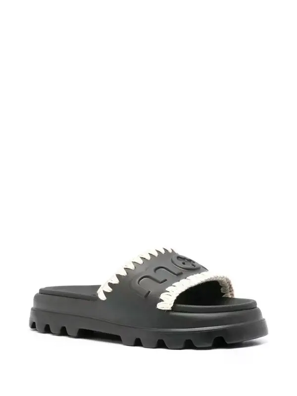 Mou Logo-embossed Slides - Black