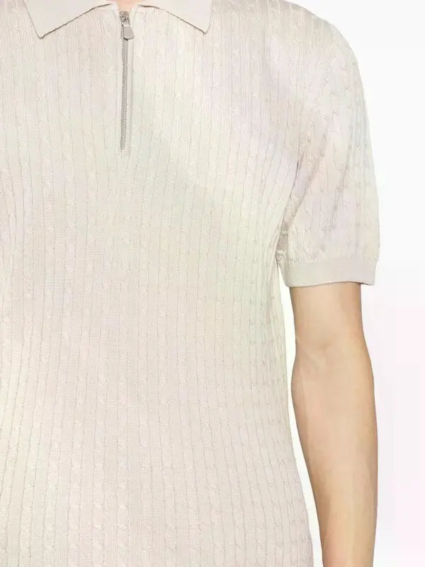 Eleventy Cable-knit Polo Shirt
