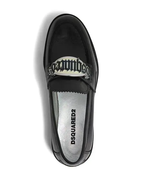 Dsquared2 Logo Plaque Leather Loafers - Black