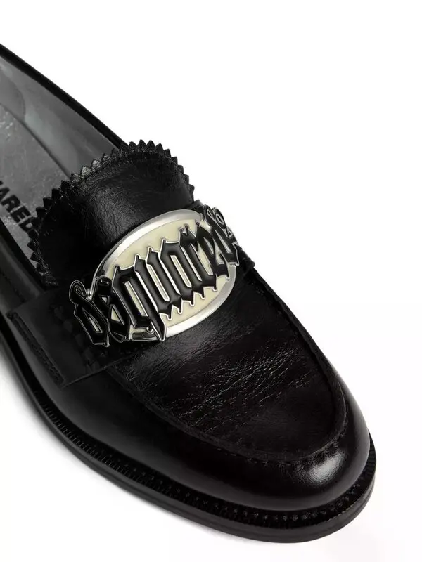 Dsquared2 Logo Plaque Leather Loafers - Black