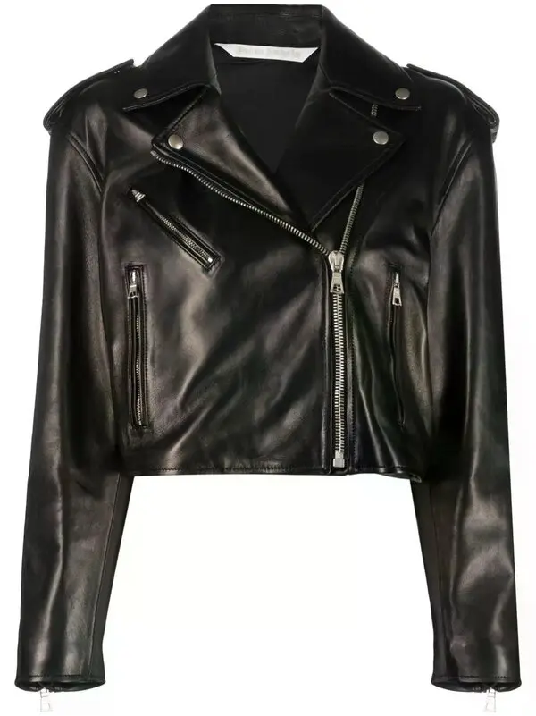 Palm Angels Zip-up Leather Jacket