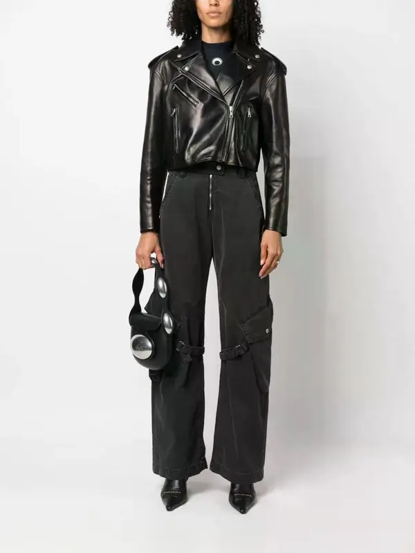 Palm Angels Zip-up Leather Jacket