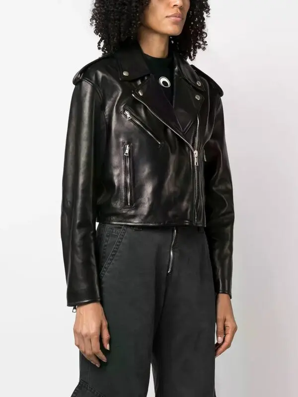 Palm Angels Zip-up Leather Jacket