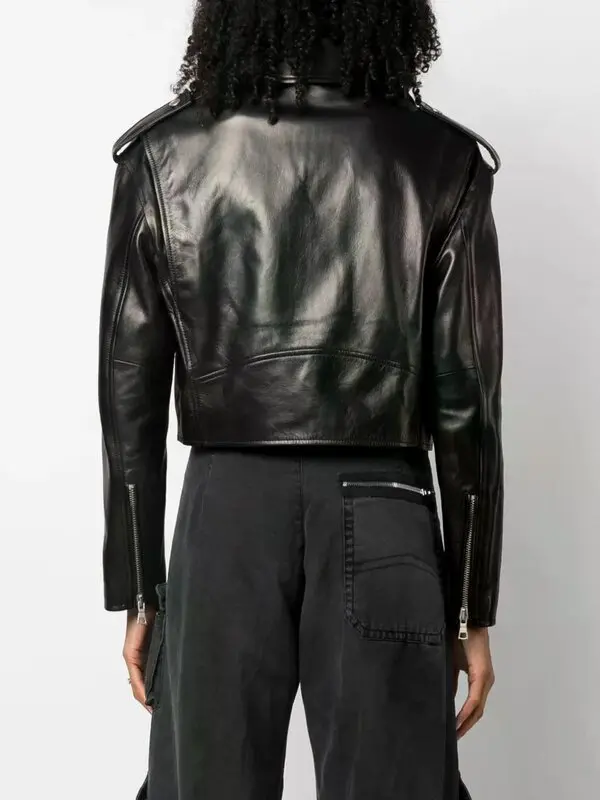 Palm Angels Zip-up Leather Jacket