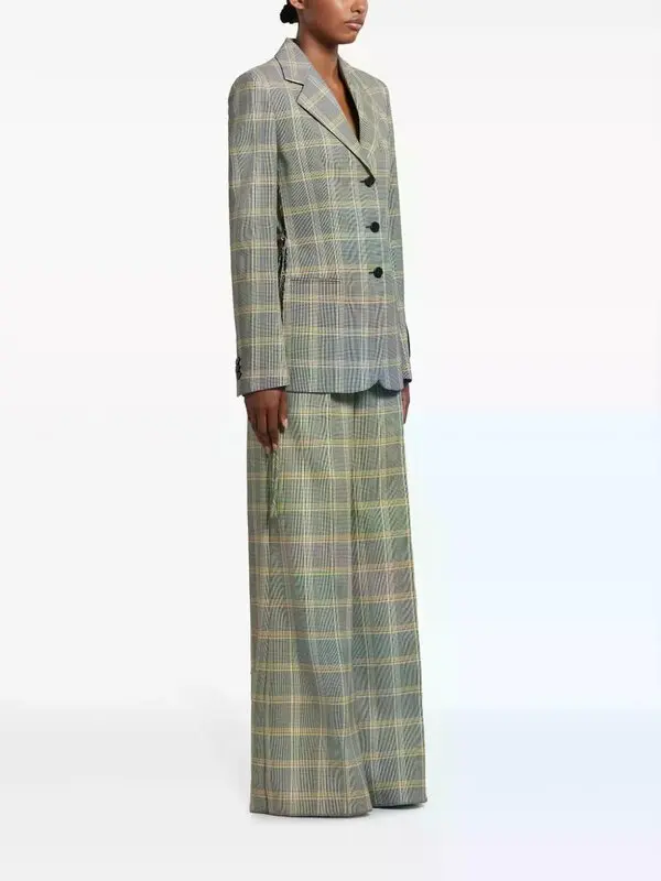 Marni Plaid Virgin Wool Blazer With Ripped Detailing