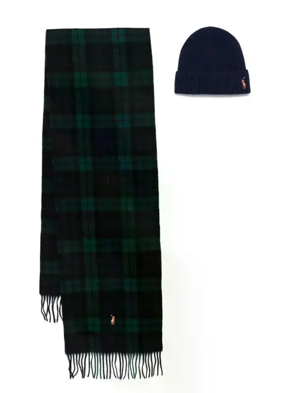 Polo Ralph Lauren Polo Pony Scarf And Beanie Set - Blue