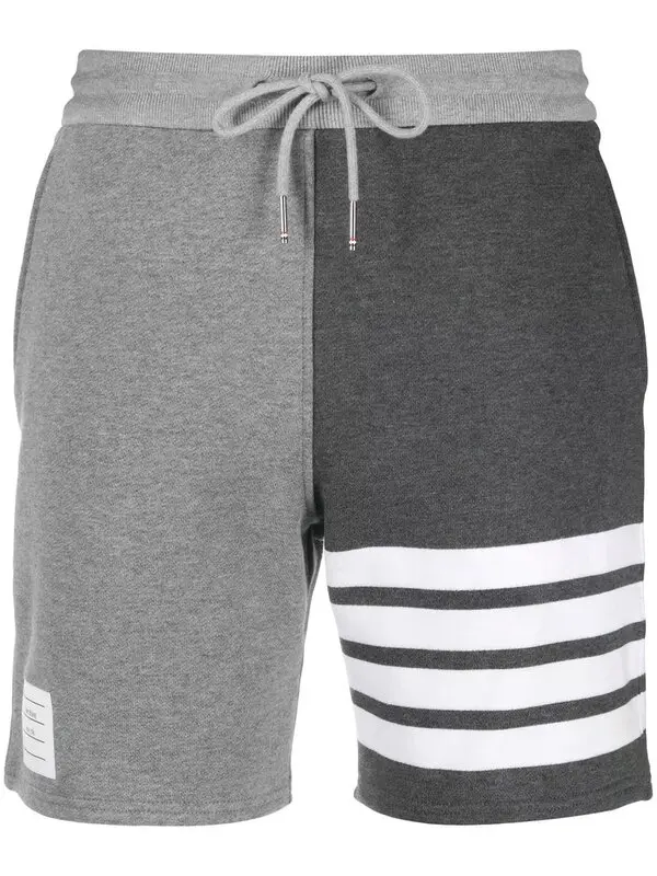 Thom Browne Panelled 4-bar Cotton Shorts - Grey