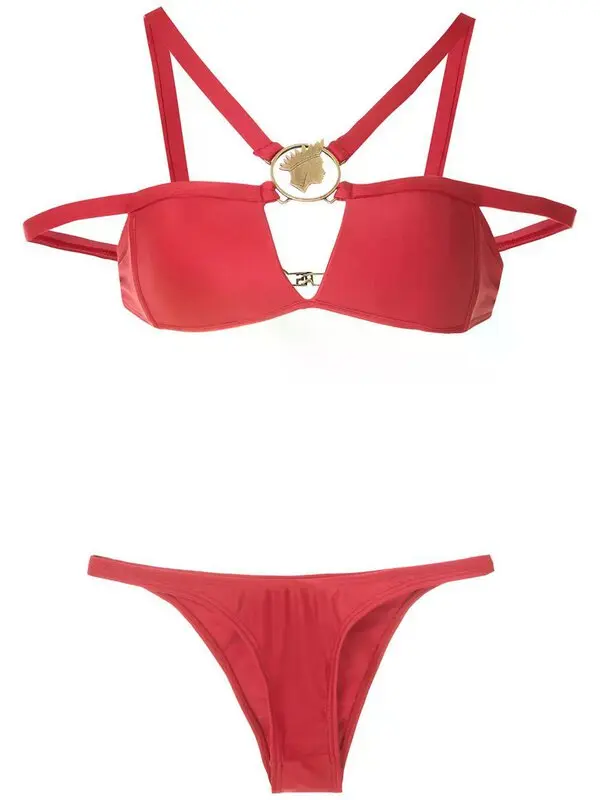 AMIR SLAMA Metallic Embellishment Bikini Set - Red