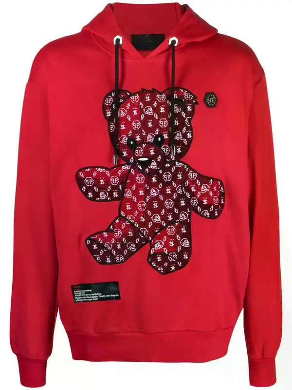 Philipp Plein Teddy Bear Long-sleeve Hoodie - Red