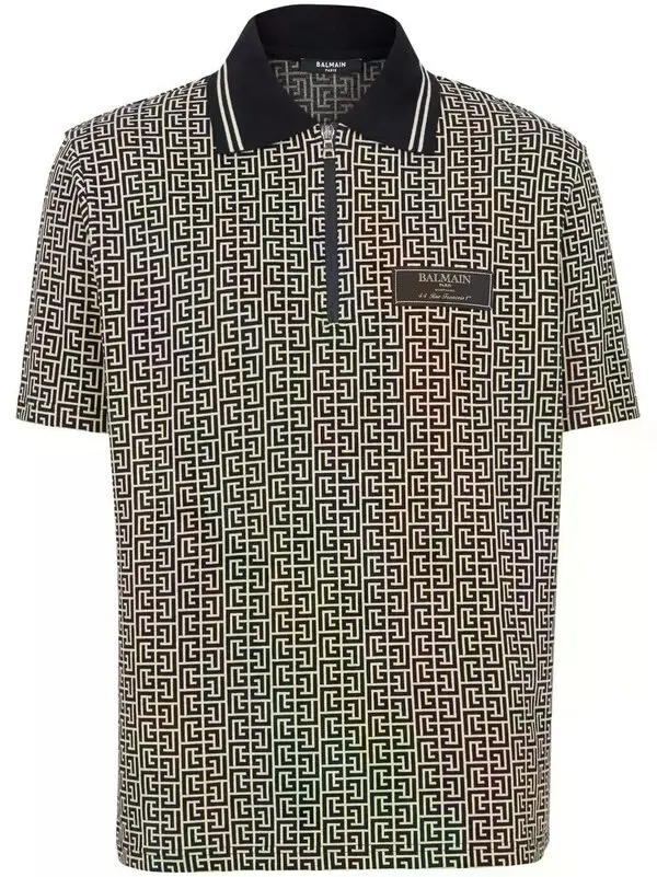 Balmain Pb Labyrinth Jacquard Polo Shirt