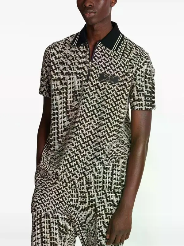 Balmain Pb Labyrinth Jacquard Polo Shirt