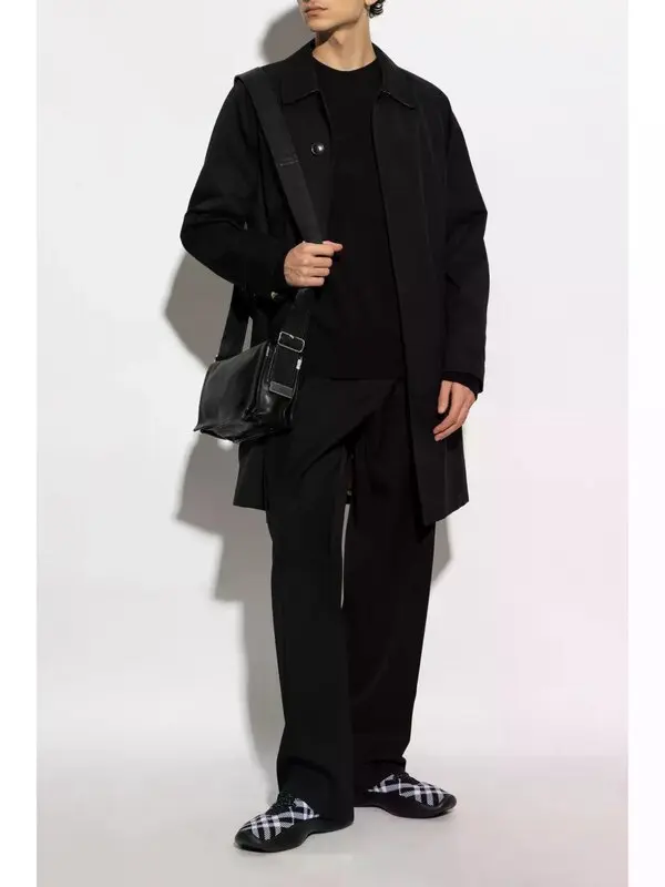 Burberry Wool Sweater With Check Label - Black