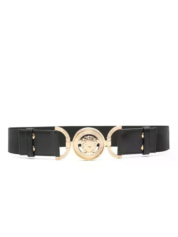 Versace Medusa Head Buckle Elastic Belt - Black