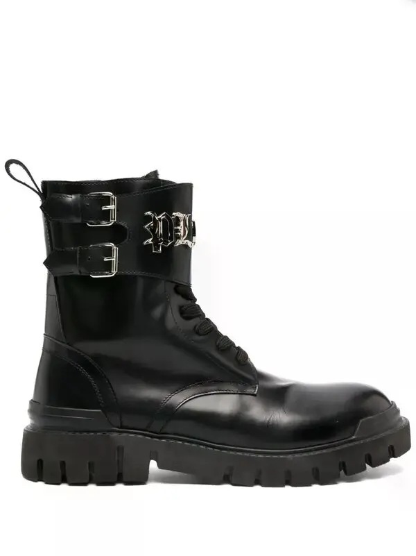 Philipp Plein Gothic Plein Leather Ankle Boots