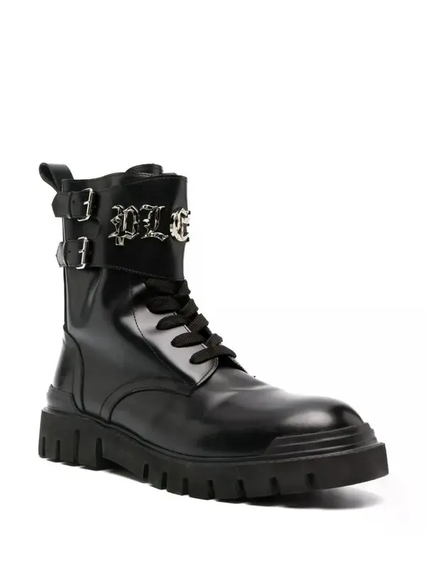Philipp Plein Gothic Plein Leather Ankle Boots