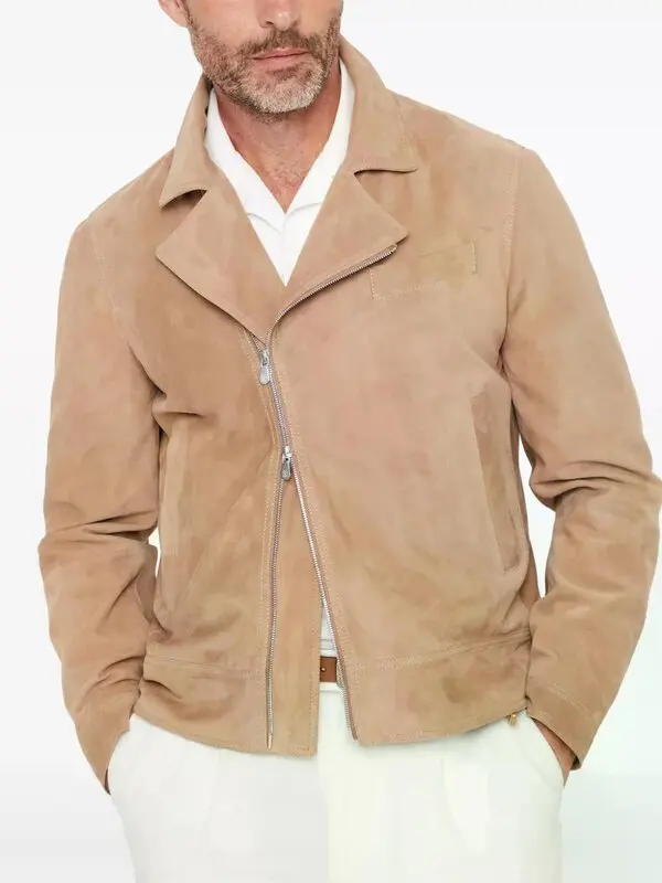 Brunello Cucinelli Suede Biker Jacket