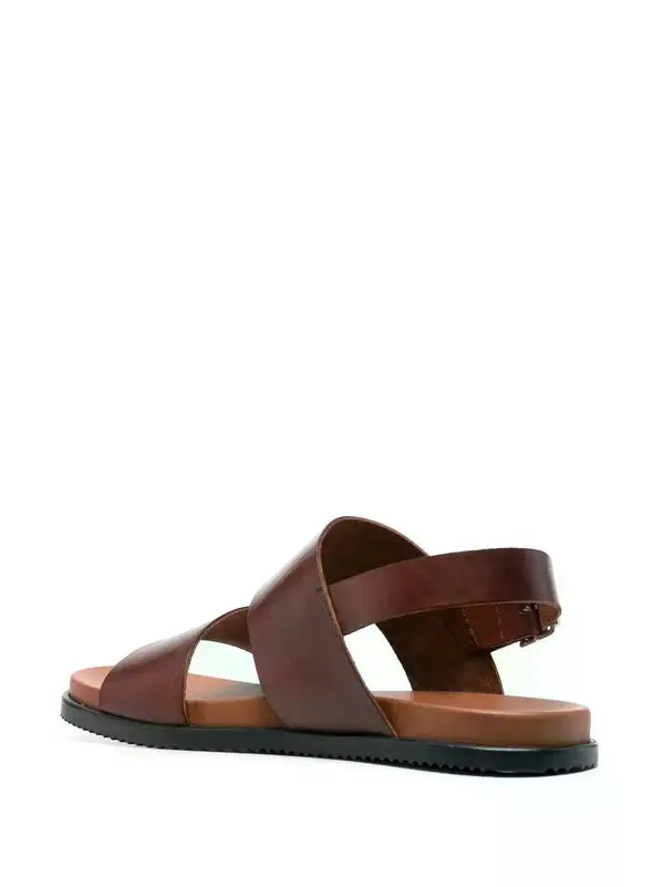 SCAROSSO Antonio Slingback Leather Sandals - Brown