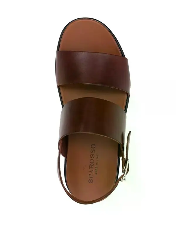 SCAROSSO Antonio Slingback Leather Sandals - Brown