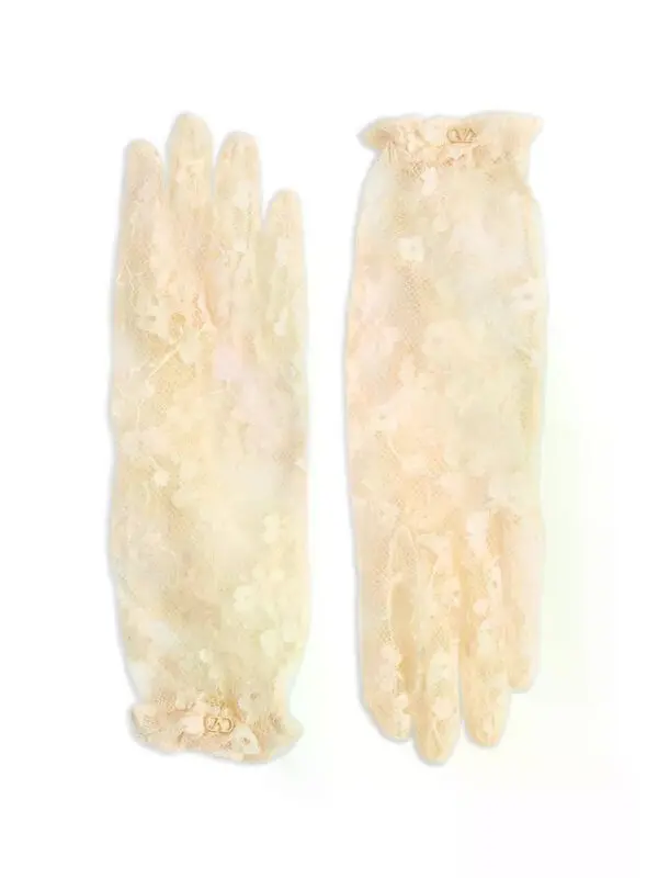 Valentino Garavani Vlogo Signature Lace Gloves - Neutrals