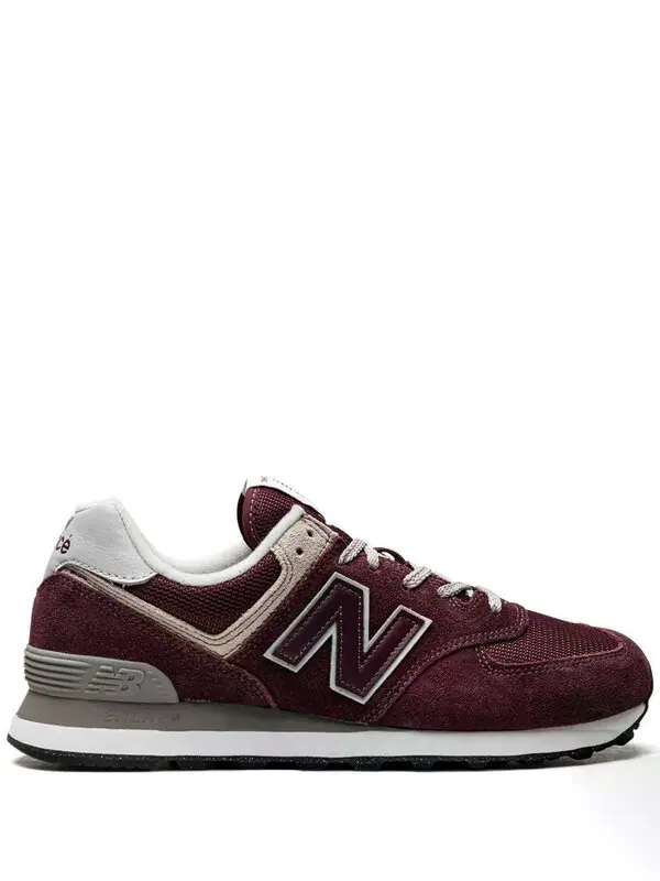 NEW BALANCE 574 Burgundy Suede And Mesh Sneakers - Red
