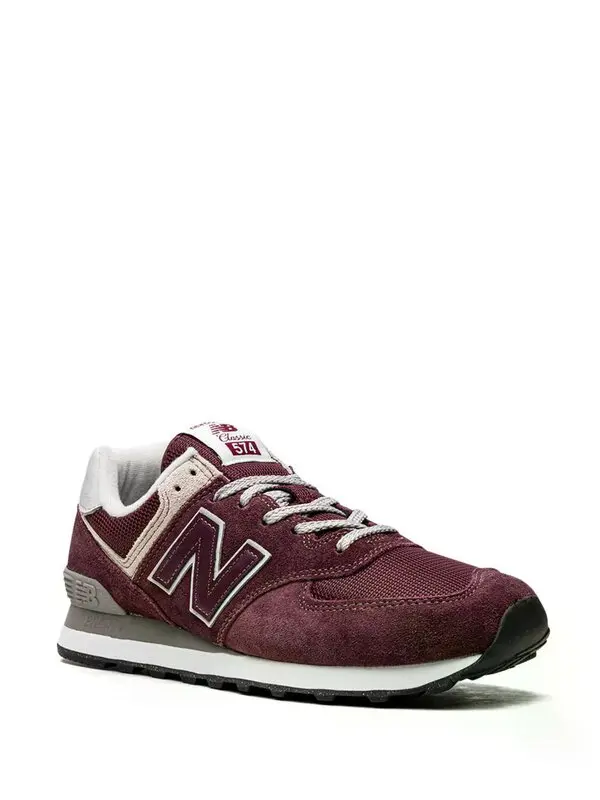 NEW BALANCE 574 Burgundy Suede And Mesh Sneakers - Red