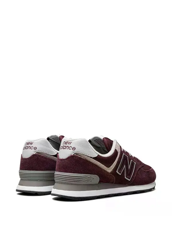 NEW BALANCE 574 Burgundy Suede And Mesh Sneakers - Red