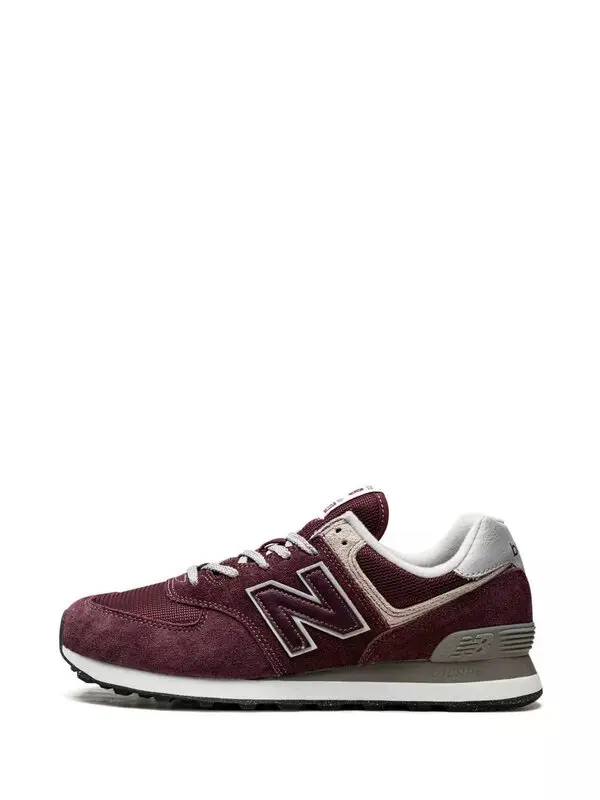 NEW BALANCE 574 Burgundy Suede And Mesh Sneakers - Red