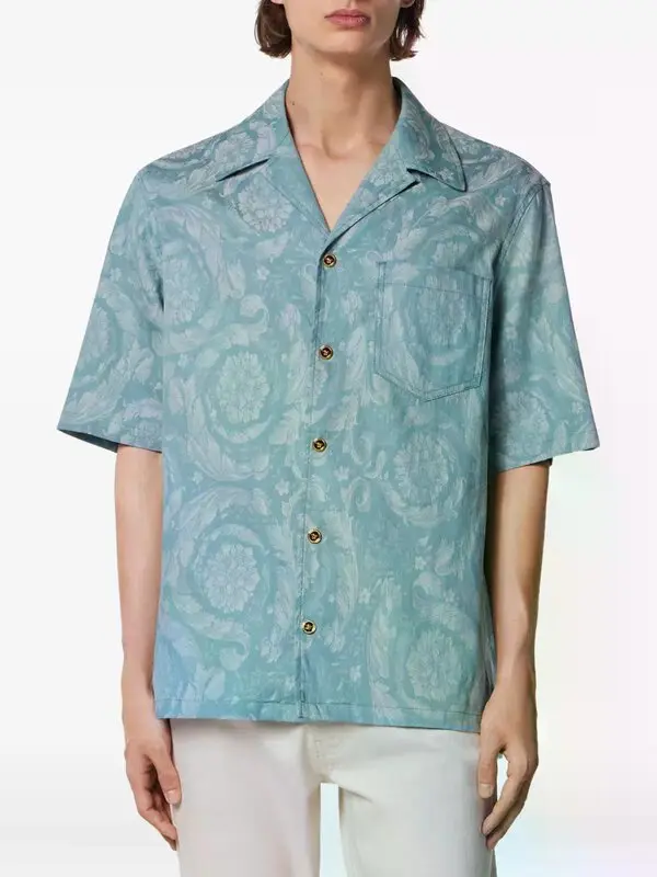 Versace Barocco-print Short-sleeve Shirt