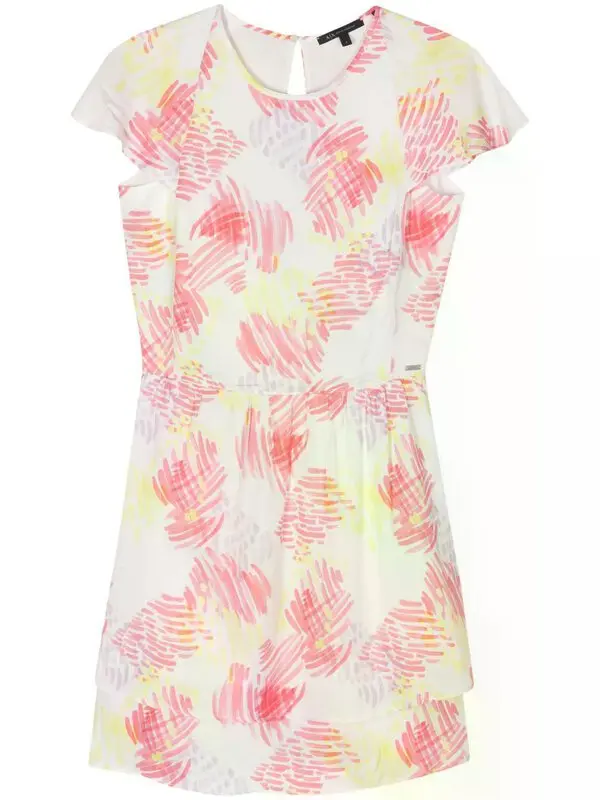 Armani Exchange Graphic-print Flared Dress - White