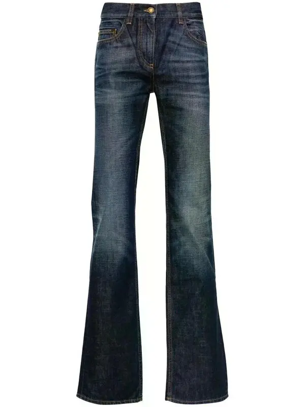 Palm Angels Logo Embroidered Straight-leg Jeans