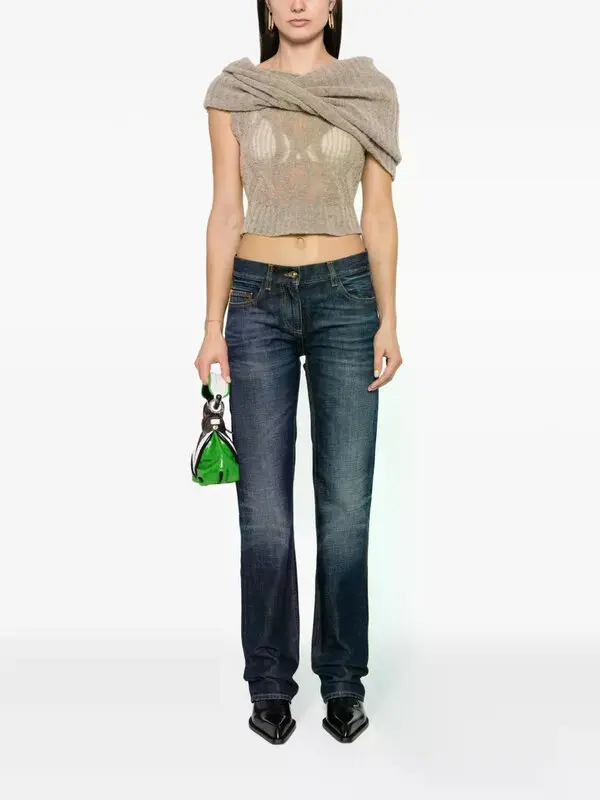 Palm Angels Logo Embroidered Straight-leg Jeans