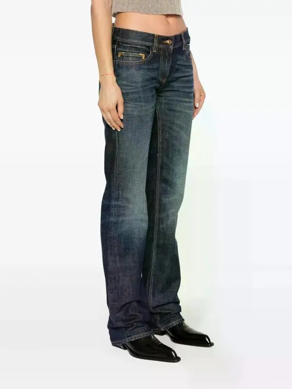 Palm Angels Logo Embroidered Straight-leg Jeans