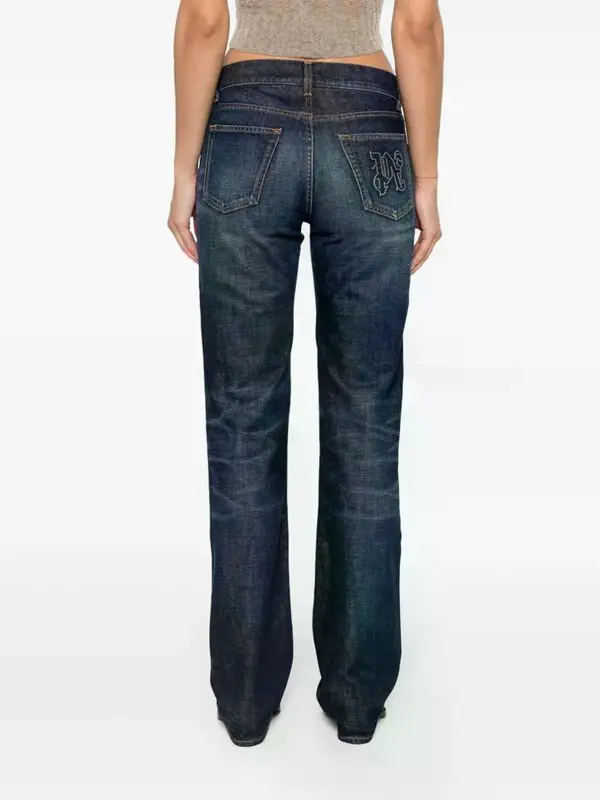 Palm Angels Logo Embroidered Straight-leg Jeans