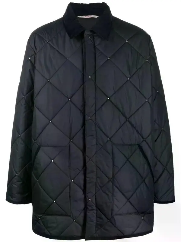 Valentino Garavani Rockstud Diamond-quilted Short Coat